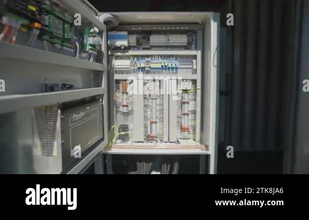 Electrical panel of an industrial generator. Distribution board of the ...