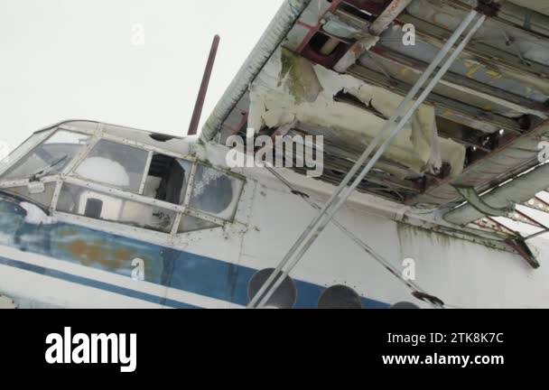 Cabin and fuselage of an old abandoned Soviet-made AN-2 aircraft ...
