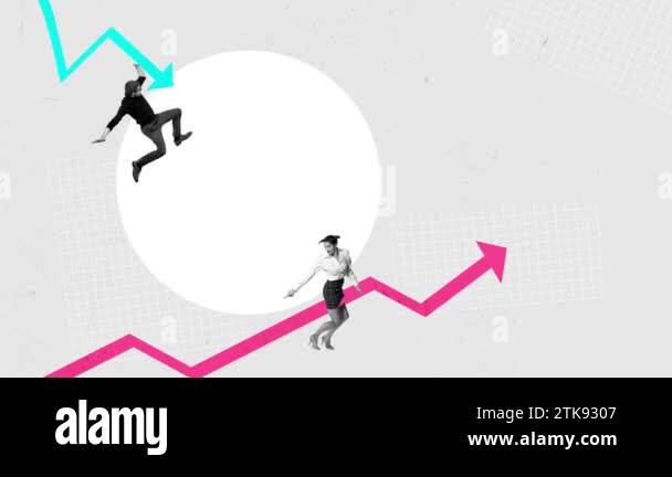 Ups and downs, professional competition among employees. Woman getting ...