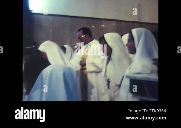 palermo, italy may 1980: A church ceremony of a First Communion with ...