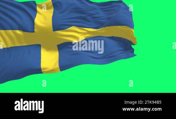 Sweden national flag waving in the wind. The Kingdom of Sweden is a ...