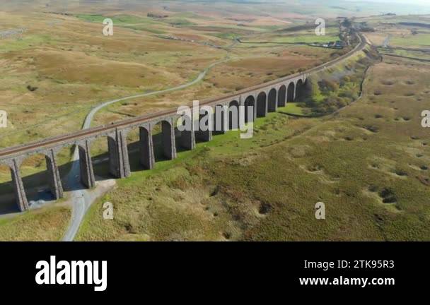 Aerial view of Ribblehead viaduct, located in North Yorkshire, the ...