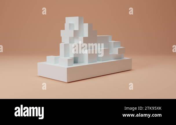 Loop 3d animation of the transformation of a cube into a statue of a ...