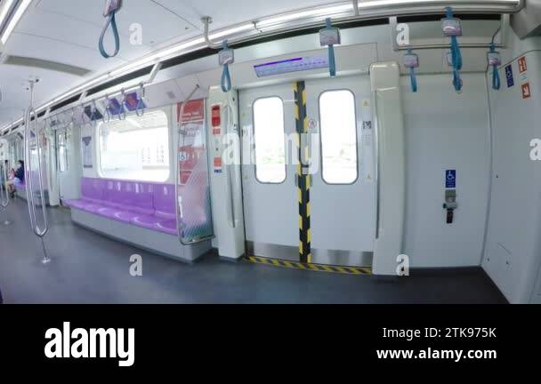 Bangkok, Thailand - 26 August 2019: Inside the cabin of MRT purple line ...