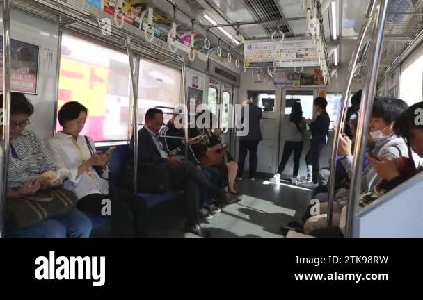 Tokyo Metro. Full Underground Metro Train During Rush Hour In Tokyo ...
