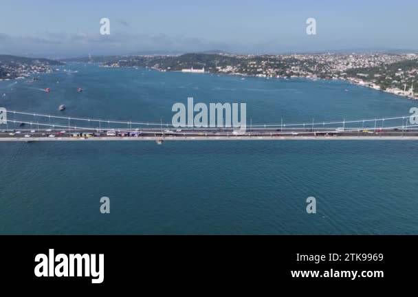 Istanbul, Turkey. Istanbul Canal, Bosphoros canal and Bosphorus Bridge ...