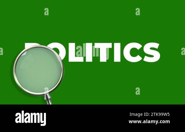 politics Text under Magnifying Glass motion animation concept.4K motion ...