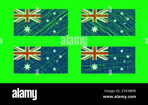 Australia Scribble Animation on Green Screen Background. Looping ...