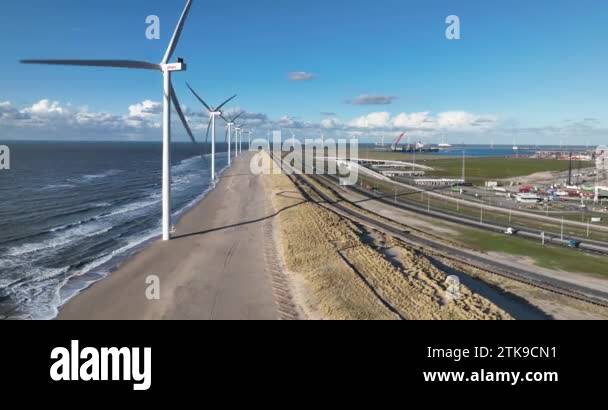 Rotterdam, 19th of January 2023, The Netherlands. Wind turbines on the ...