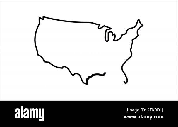 USA Map sketch illustration hand drawn animation Alpha Luma Matte ...