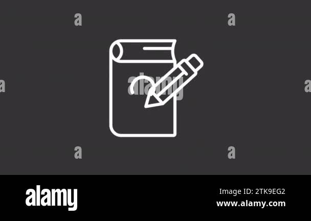 Animated examination white line icon. Quizzes and tests. Textbook with ...