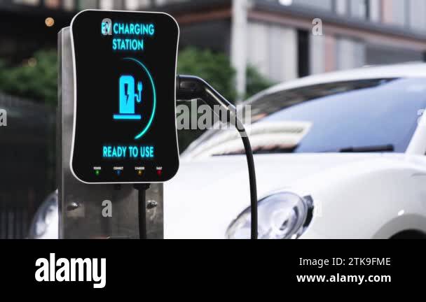 EV charging station display battery status interface for electric car ...
