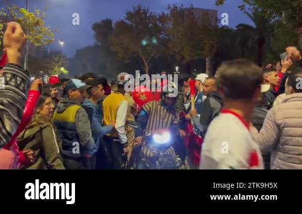 Moroccan fans with waving flags blocking the roads after the victory of ...