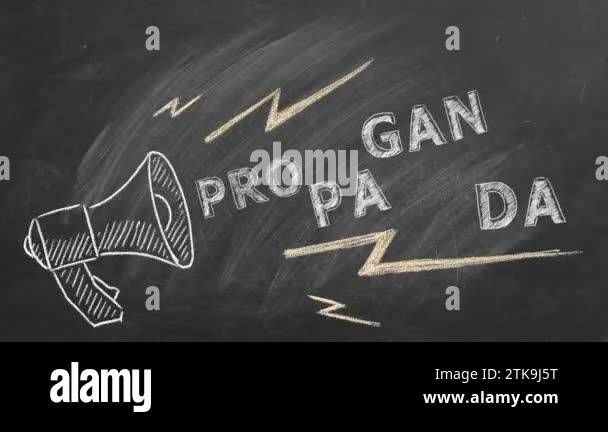 Propaganda and fake news concept. Illustration on blackboard. A ...