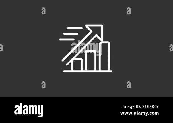 Animated fast growth white line icon. Fast business progress. Financial ...
