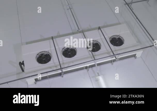 Cooling system in stock. Modern climate system in a grocery warehouse ...