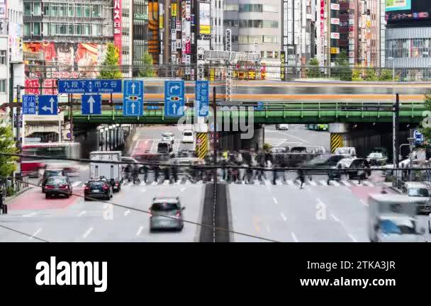 Tokyo, Japan - Dec 2, 2022: Time lapse of car traffic transportation on ...
