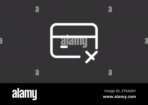 Animated error white line ui icon. Payment failure. Seamless loop HD video with alpha channel on ...