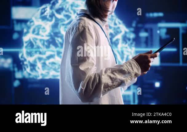 Experienced Programmer In Data Center Uses Artificial Intelligence Computing Simulating Human