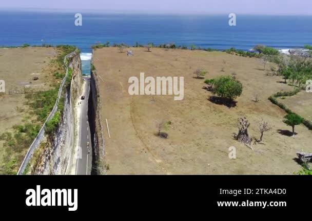 A drone flies above the Pandawa Beach area, capturing the expanse of ...