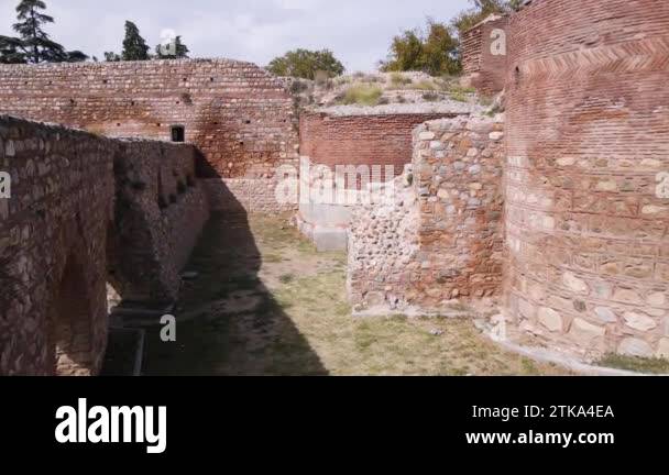 Historical ruins from the Roman period. Castles and walls made of stone ...