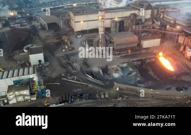 Cremona, Italy - January 2022 Drone aerial video of Arvedi working ...