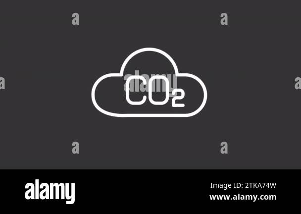 Animated gas white line icon. Carbon dioxide emission. Greenhouse gas ...