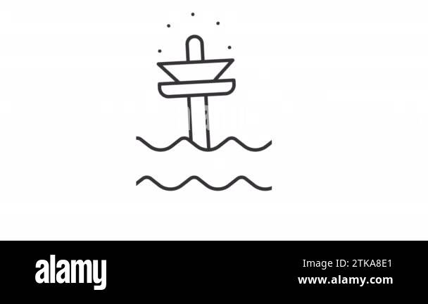 Animated buoy linear icon. Navigation floating device. Nautical marker ...