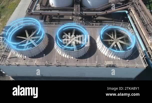 Cooling tower from a drone. Industrial cooling towers. wet cooling ...