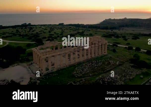 Selinunte, Temple, drone aerial view of the Greek, and Roman temples ...