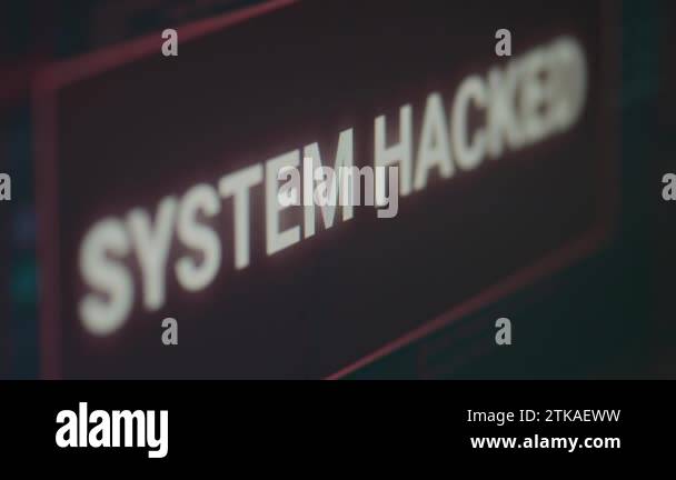 Computer display with hacking alert and system crash, showing cyber ...