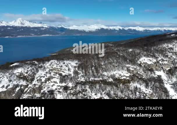 Beagle Bay At Ushuaia In End Of The World Argentina. Snowy Mountains ...