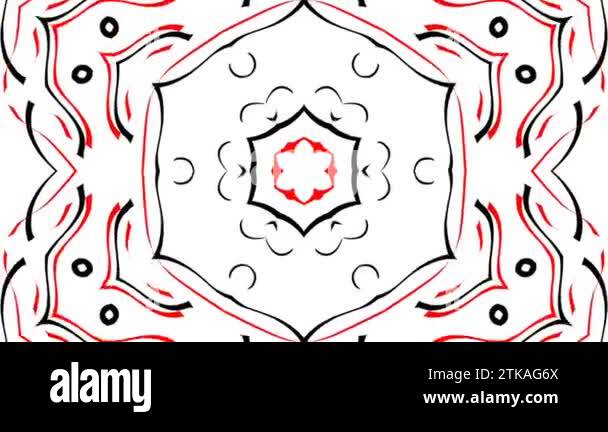 Loopable abstract colorful black and red kaleidoscope texture ...