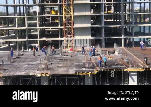 Construction of a multi-storey building. The process of building a ...