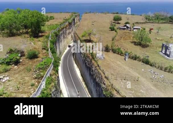 A drone flies above the Pandawa Beach area, capturing the expanse of ...