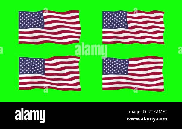 USA Waving Flag 2D Animation on Green Screen Background. Looping ...