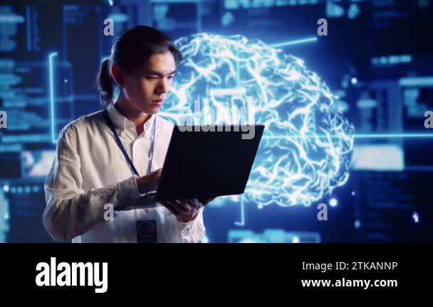 Trained It Practitioner In Data Center Uses Artificial Intelligence Computing Simulating Human
