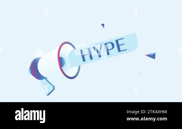 Hype text with 3d realistic megaphone animation. Megaphone sign banner ...