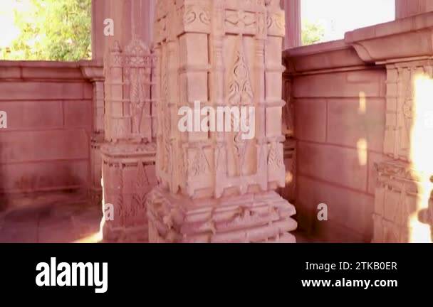 ancient hindu temple pillar architecture from different angle at day ...