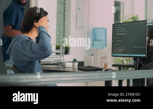 Software Engineer Working On User Interface And Writing Code With Html Script Developing Cloud
