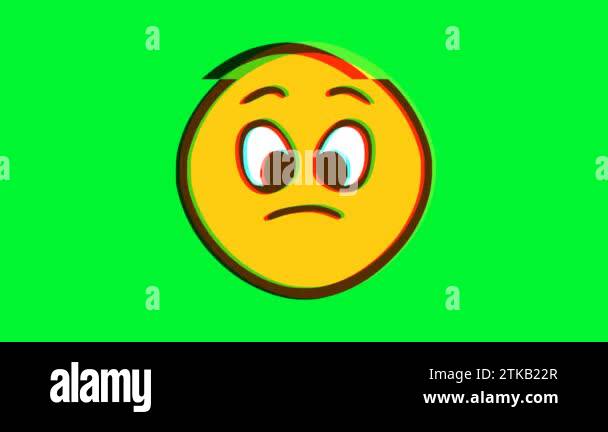 Sad Face emoticon with glitch effect. Cartoon face animation, Emoji ...