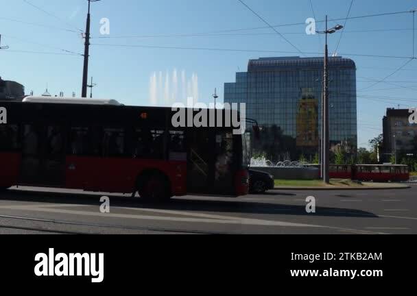 Belgrade Serbia 9.9.23 Slavia Square Trg Slavija, major commercial ...