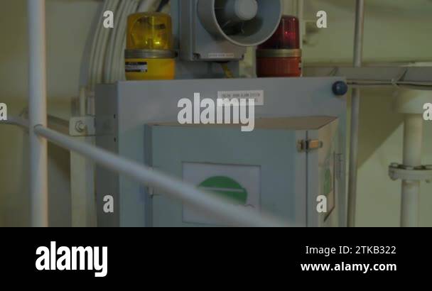 Emergency alarm box in engine room of ship Stock Video Footage - Alamy