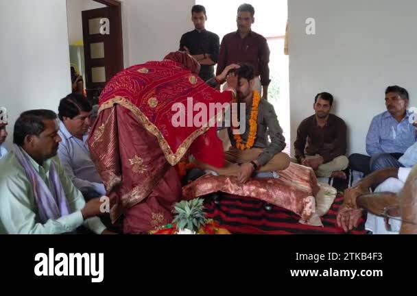 19 December 2022 Rajasthan, India. Traditional Indian family holding ...
