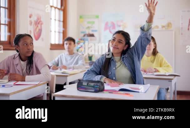 Classroom hands raised high school Stock Videos & Footage - HD and 4K ...