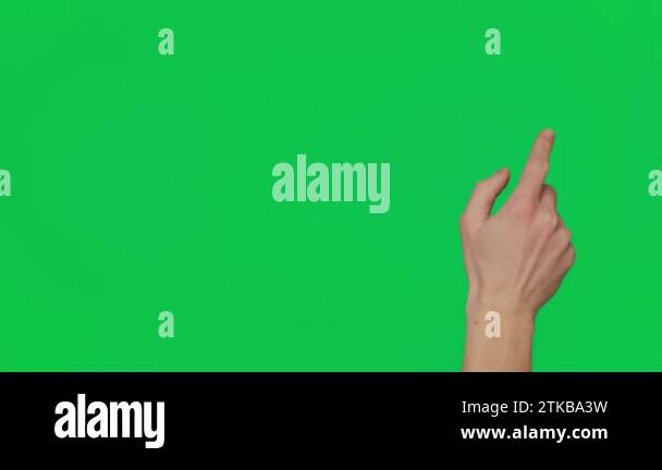Male hand touching, clicking, tapping, sliding and swiping on chroma ...