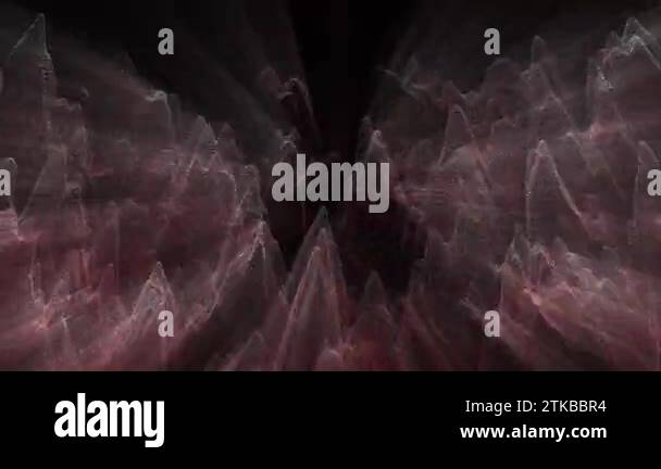 Mesh grid of green particles with light rays abstract black background ...