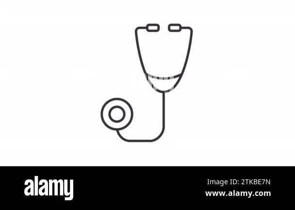 Animated stethoscope linear icon. Medical device. Physician instrument ...