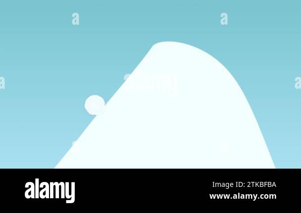 Snowball effect concept, slowly rolling uphill then downhill and speeds ...