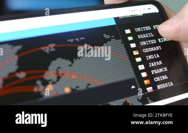 Cyber attack map navigation on smartphone. Displays Show Various ...